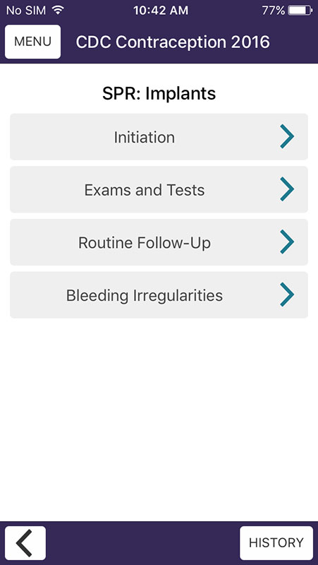 CDC Contraception App, recommendations for the contraceptive use based ...