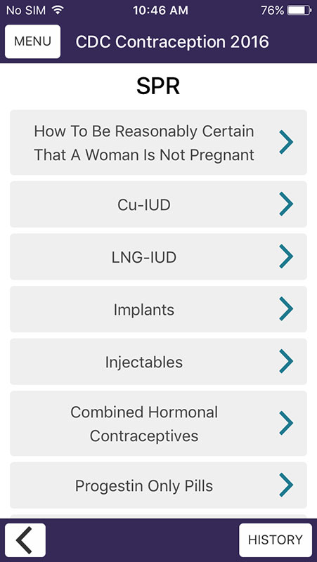 CDC Contraception App, recommendations for the contraceptive use based ...