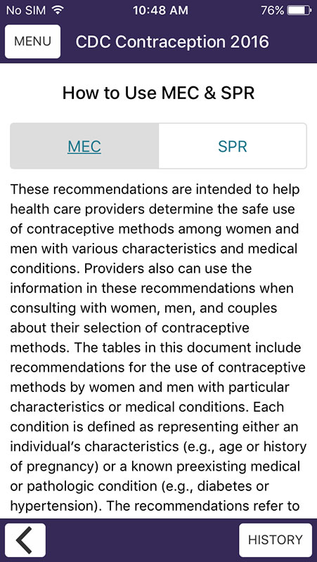 Cdc Contraception App Recommendations For The Contraceptive Use Based